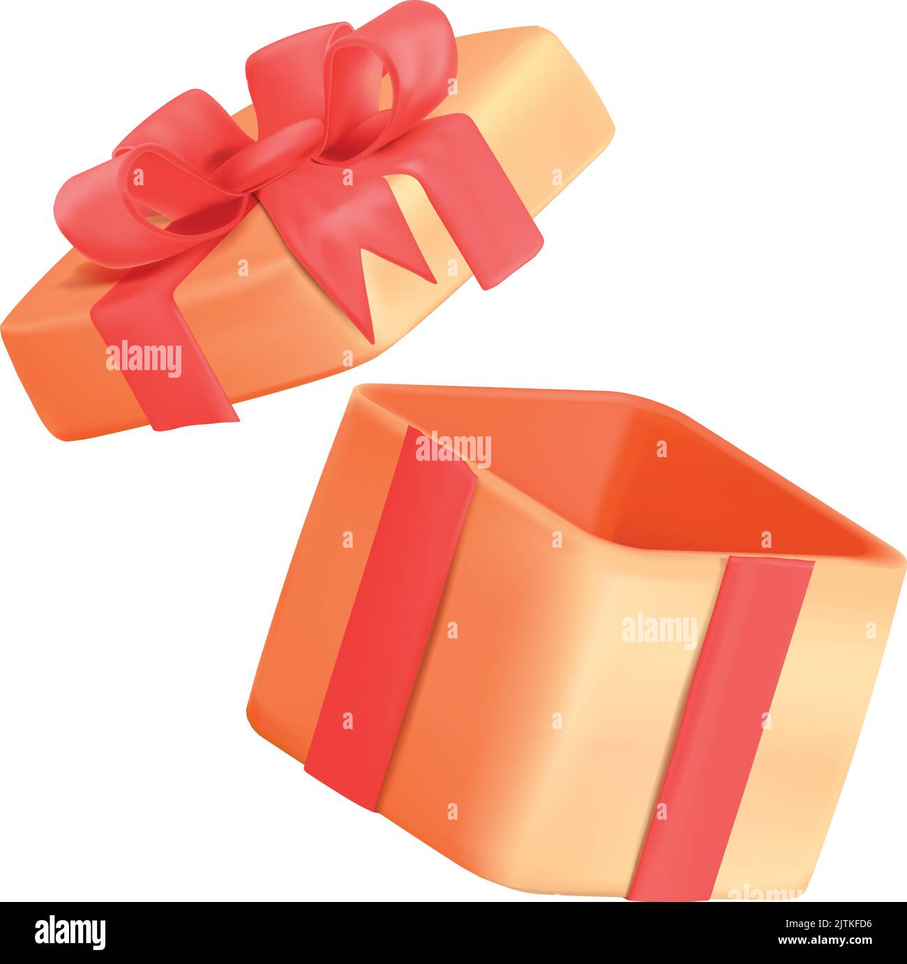Open gift box. Realistic 3d render. Present with red bow isolated on ...