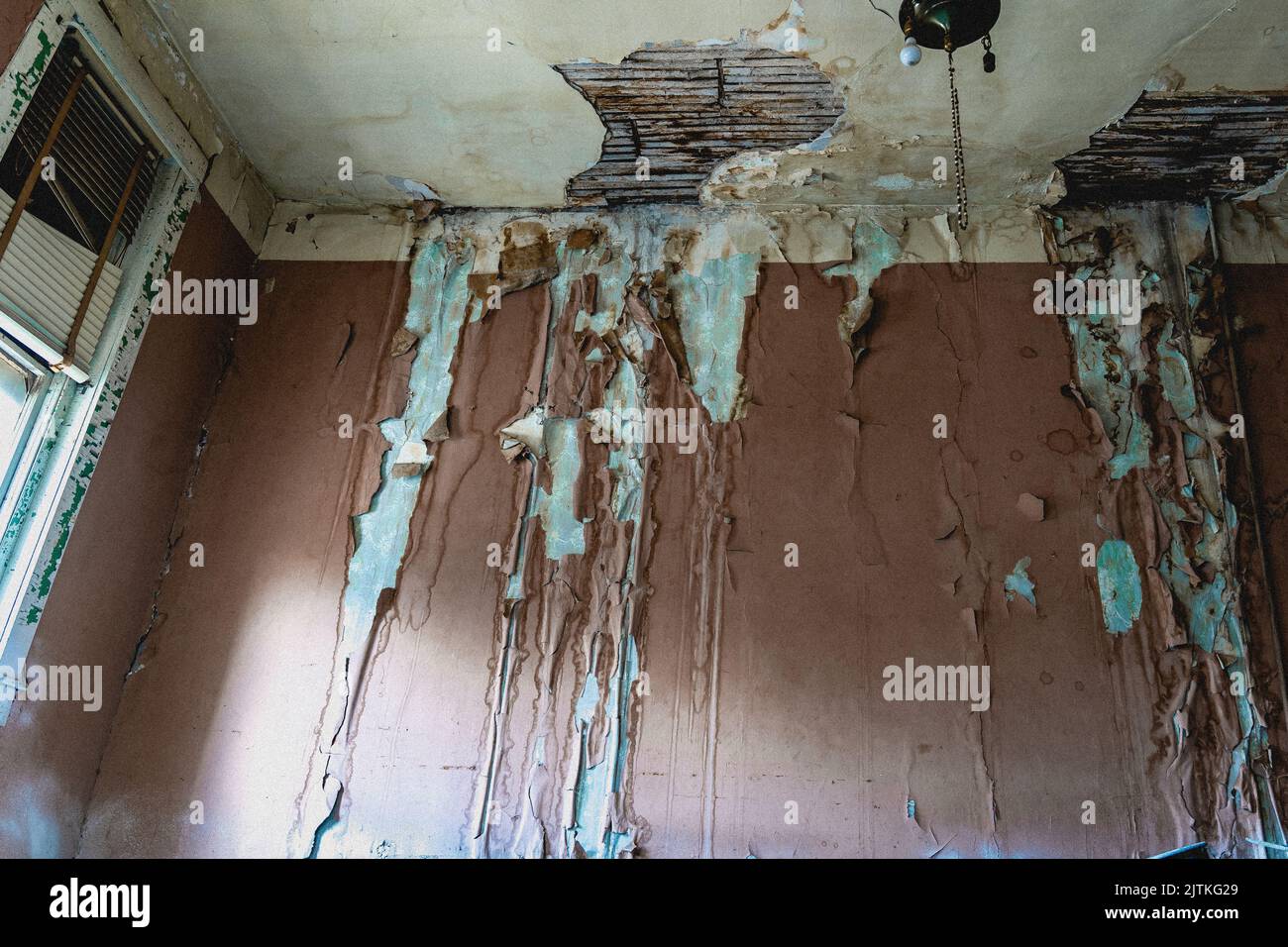old creepy abandoned room with destroyed walls and rusty window Stock ...