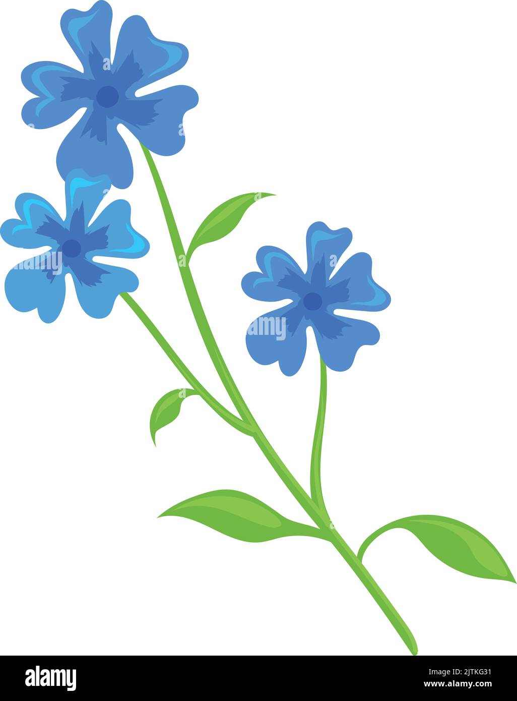 Blue flowers branch. Flax icon. Cartoon plant isolated on white ...
