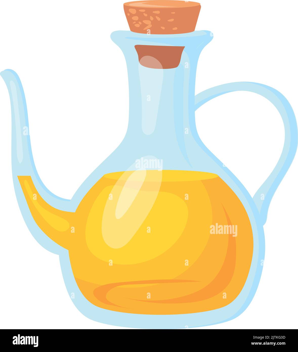 Oil glass jug with cork. Cartoon dressing icon isolated on white ...