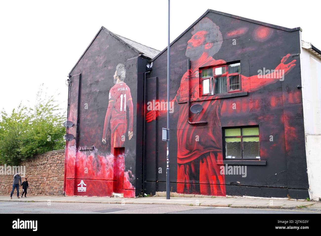A general view of a mural of Liverpool's Mohamed Salah ahead of the ...