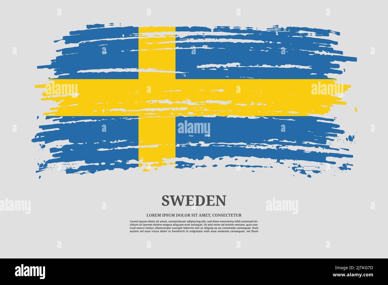 Sweden flag with brush stroke effect and information text poster ...