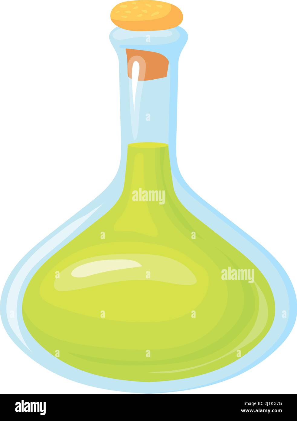 Glass container with yellow liquid. Cartoon oil icon isolated on white ...