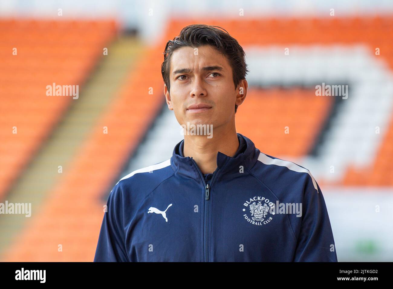 Kenny Dougall #12 of Blackpool arrives at Bloomfield Road Stock Photo ...