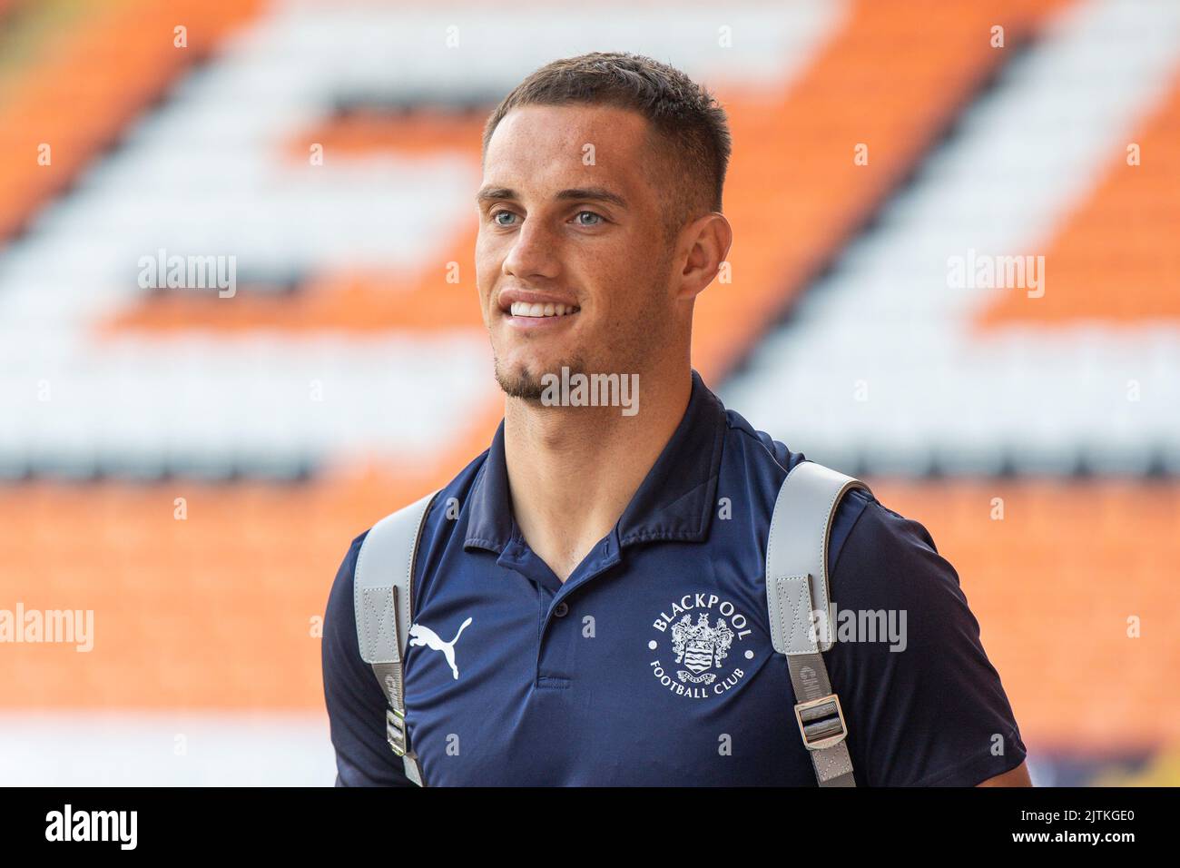 Jerry Yates #9 of Blackpool arrives at Bloomfield Road Stock Photo - Alamy
