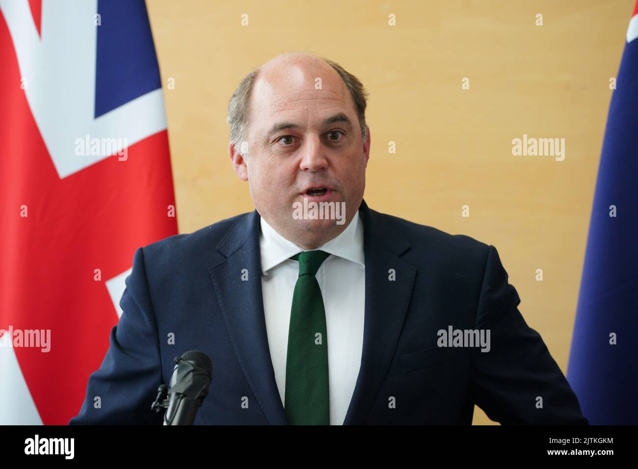 Defence Secretary Ben Wallace speaking at BAE systems in Barrow-in ...