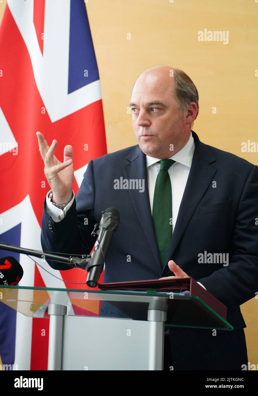 Defence Secretary Ben Wallace speaking at BAE systems in Barrow-in ...