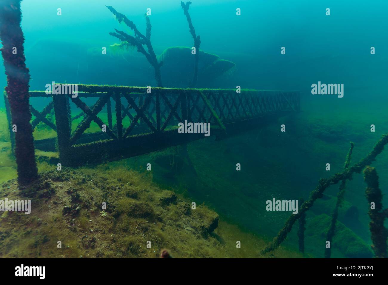 Underwater bridge structure over a submerged valley Stock Photo - Alamy