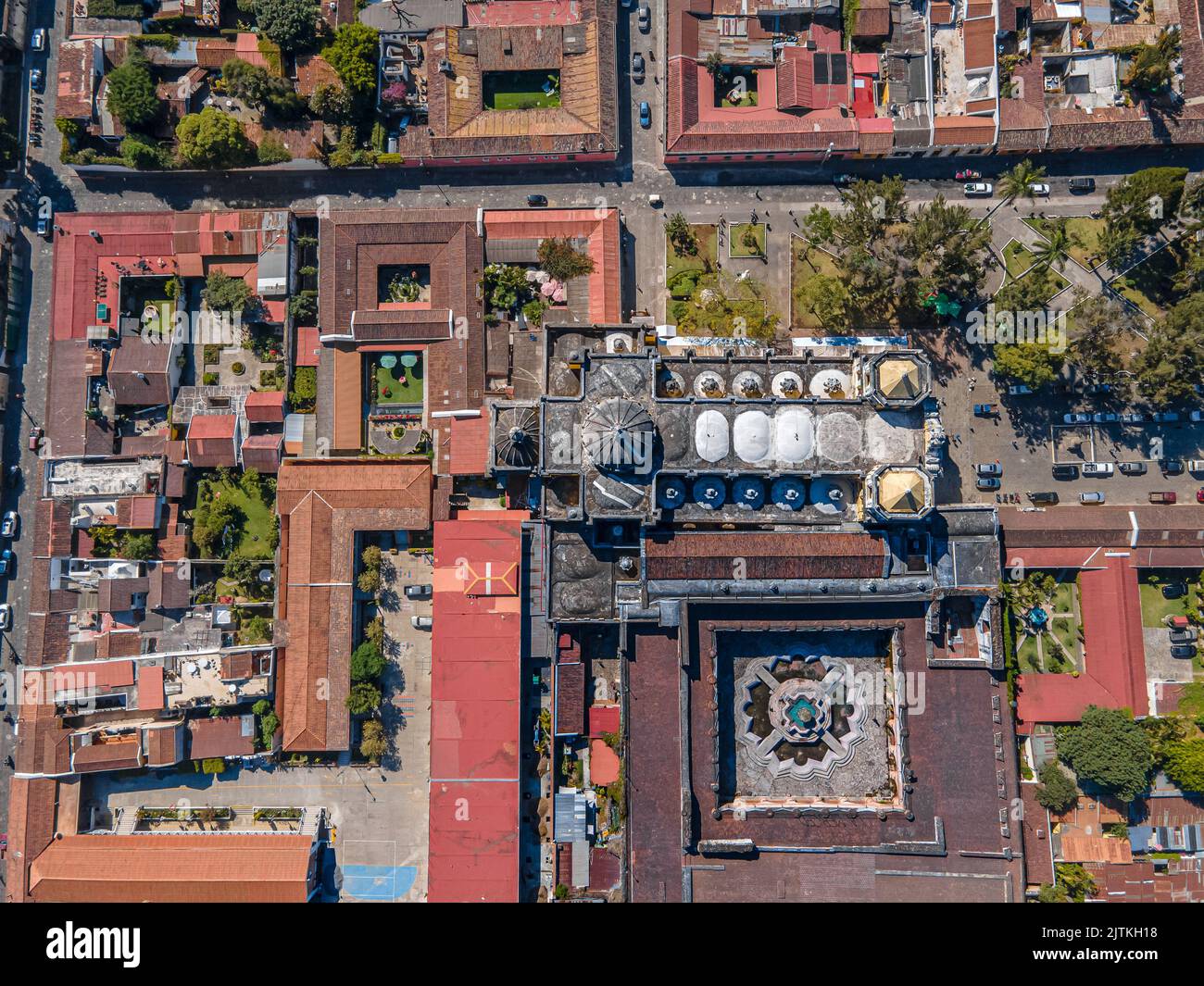 Beautiful aerial cinematic footage of the Antigua City in Guatemala ...