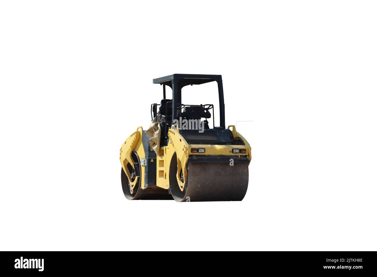 A compactor roller for roads and asphalt isolated on white background ...