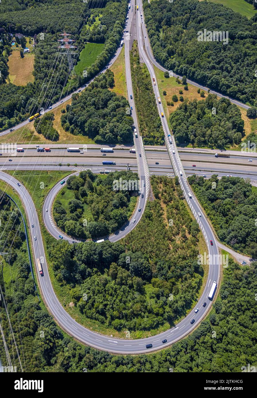 Aerial view, freeway junction Dortmund-Nordwest with A45 and A2, Ickern ...