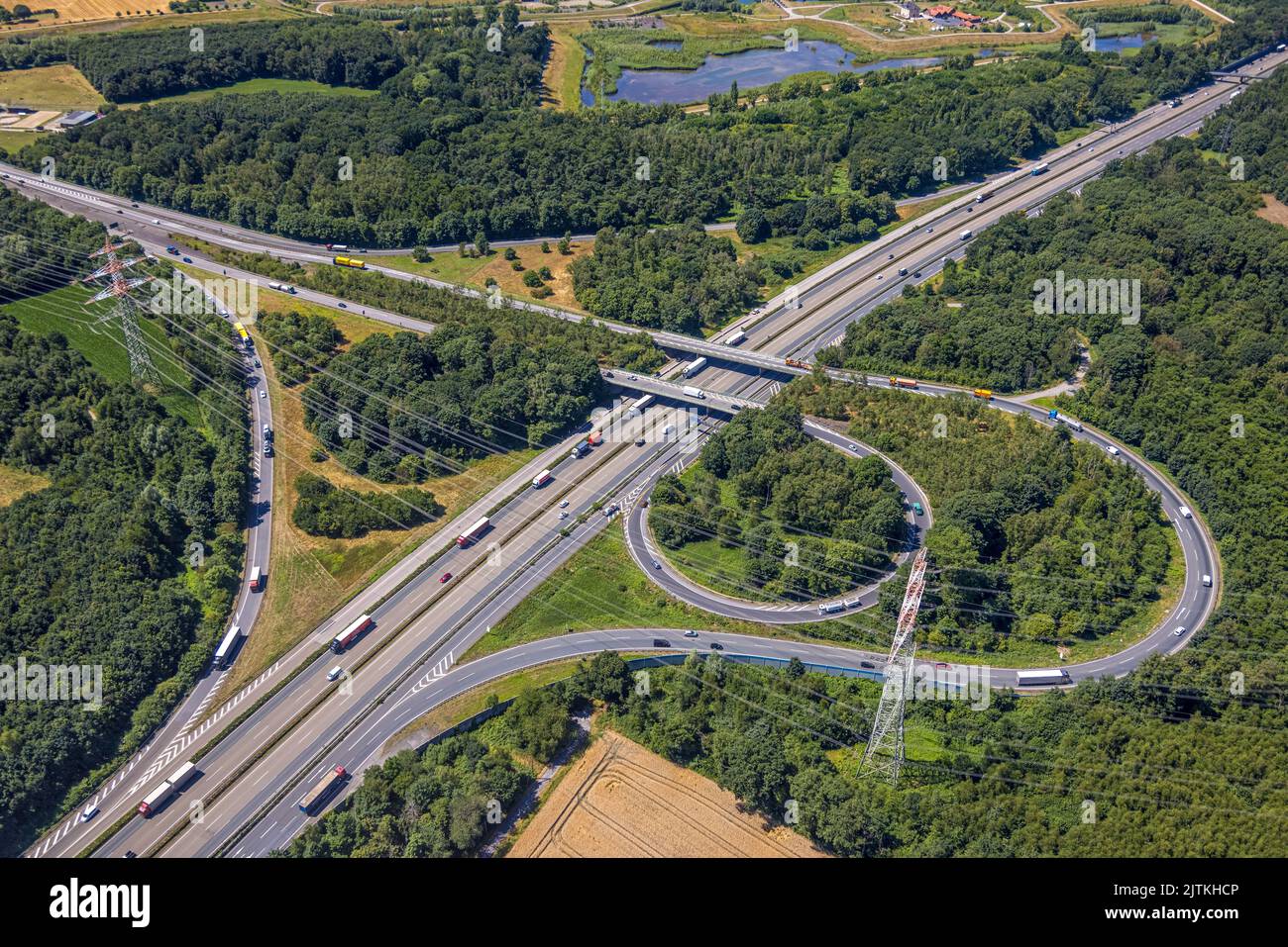 Aerial view, freeway junction Dortmund-Nordwest with A45 and A2, Ickern ...