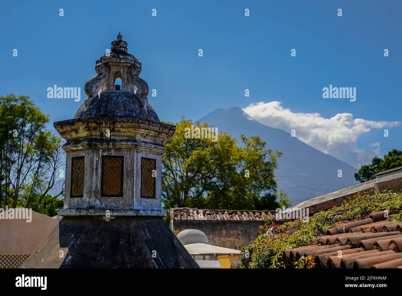 Beautiful aerial cinematic footage of the Antigua City in Guatemala ...