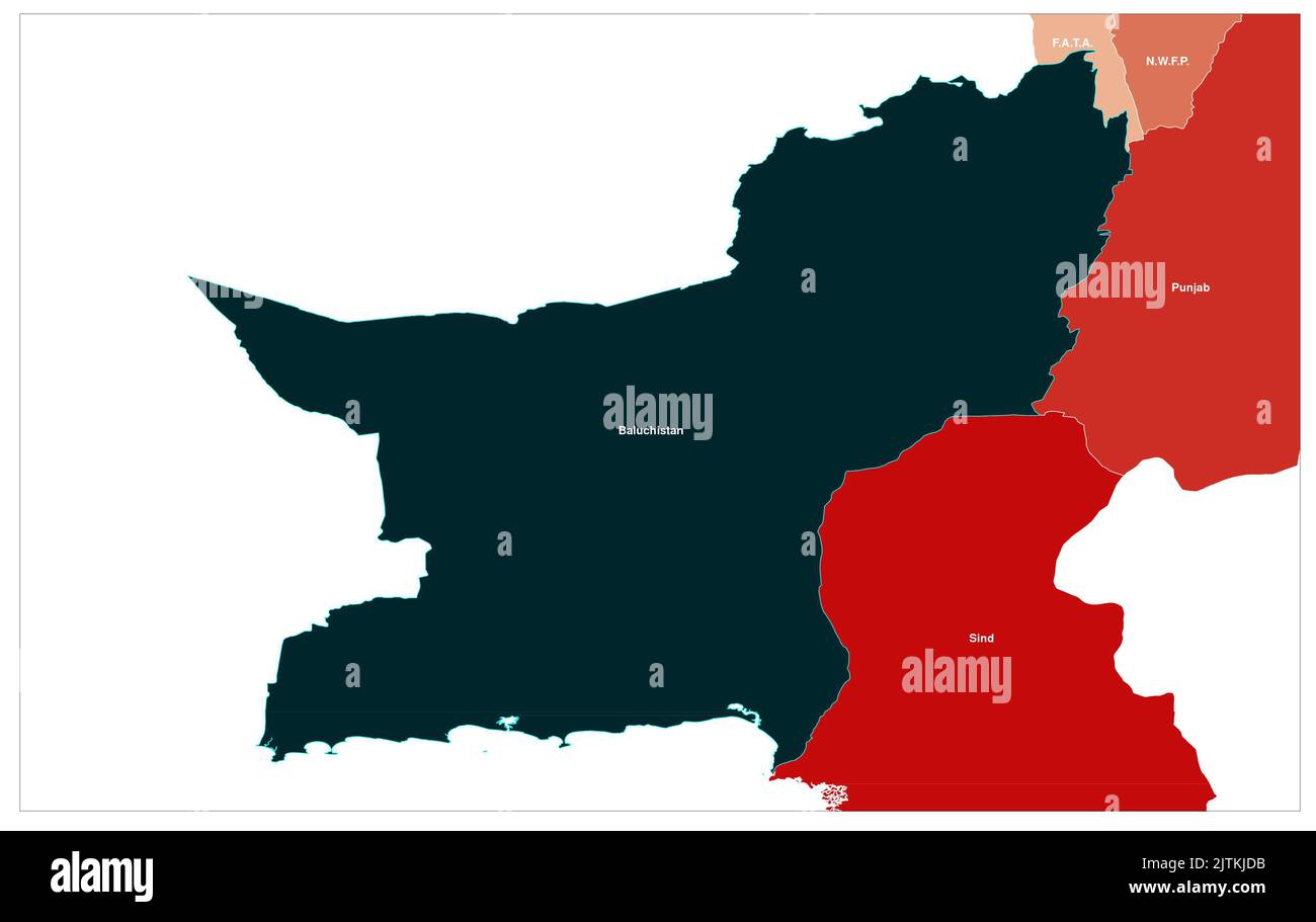 Baluchistan , Sind , Punjab , NWFP and FATA province side vector map of ...