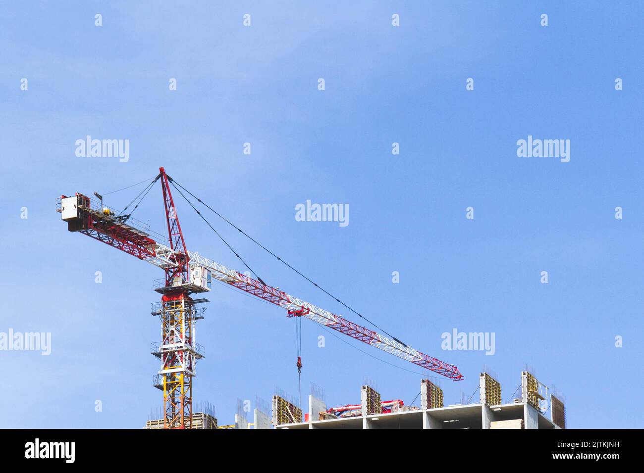 Lifting crane. Construction of high structures. Rise to height ...