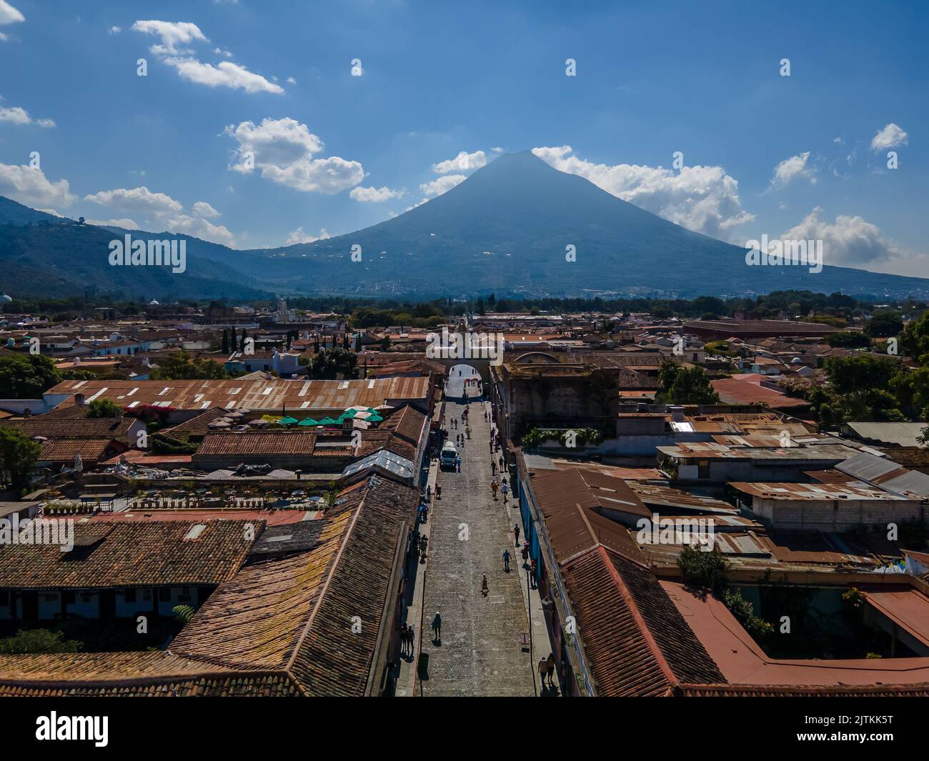Beautiful aerial cinematic footage of the Antigua City in Guatemala ...
