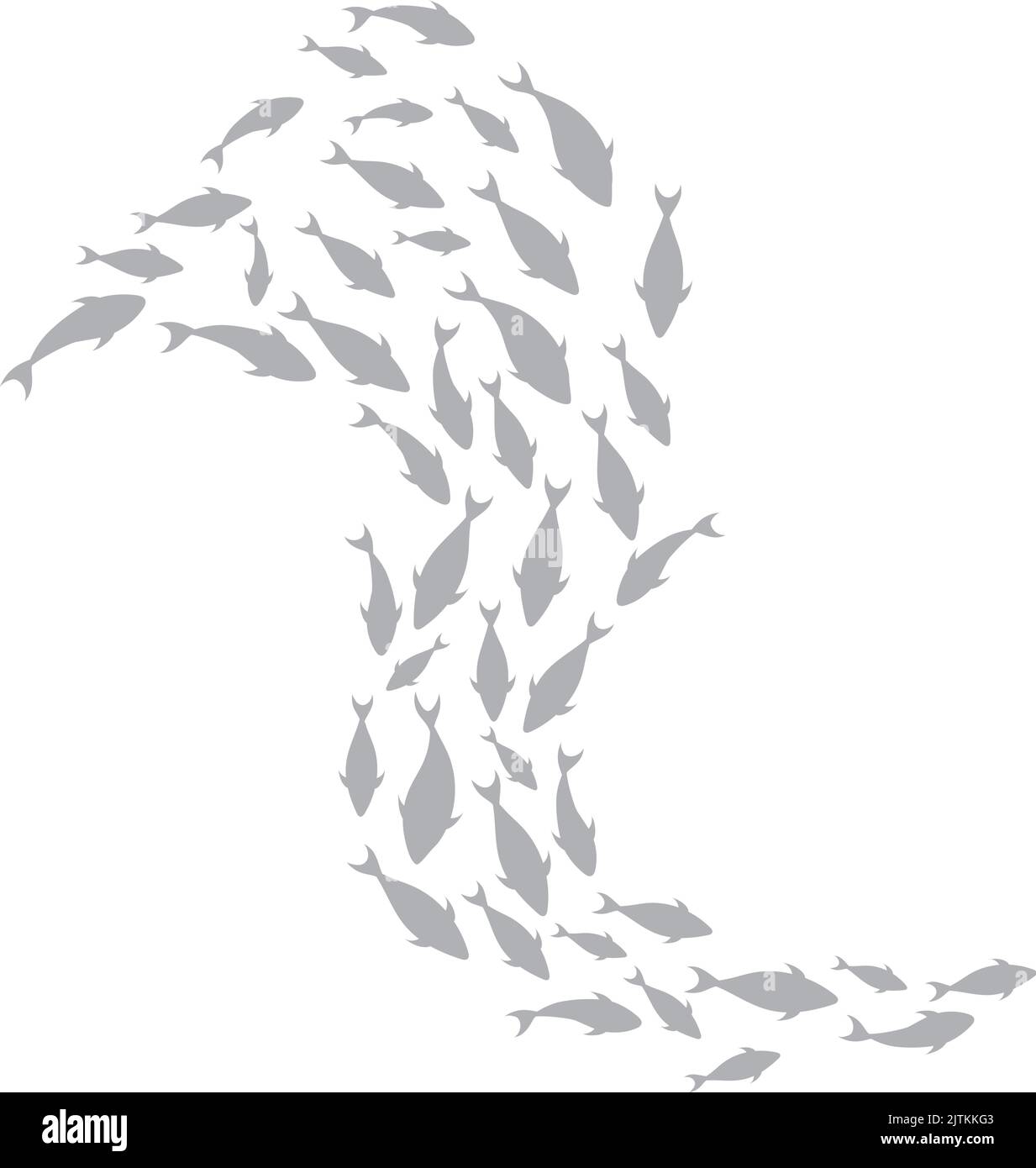 Fish school silhouettes underwater. Marine fauna group isolated on ...