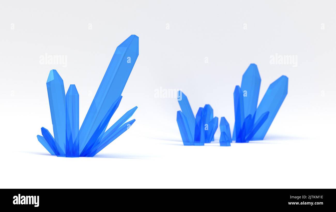 Blue crystal placed on white background. Mineral gem used as esoteric ...