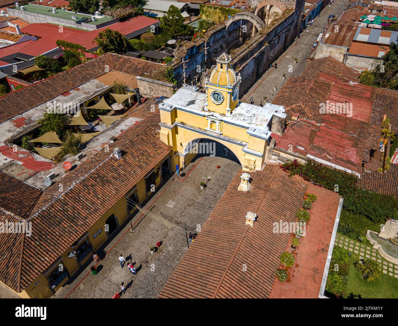 Beautiful aerial cinematic footage of the Antigua City in Guatemala ...