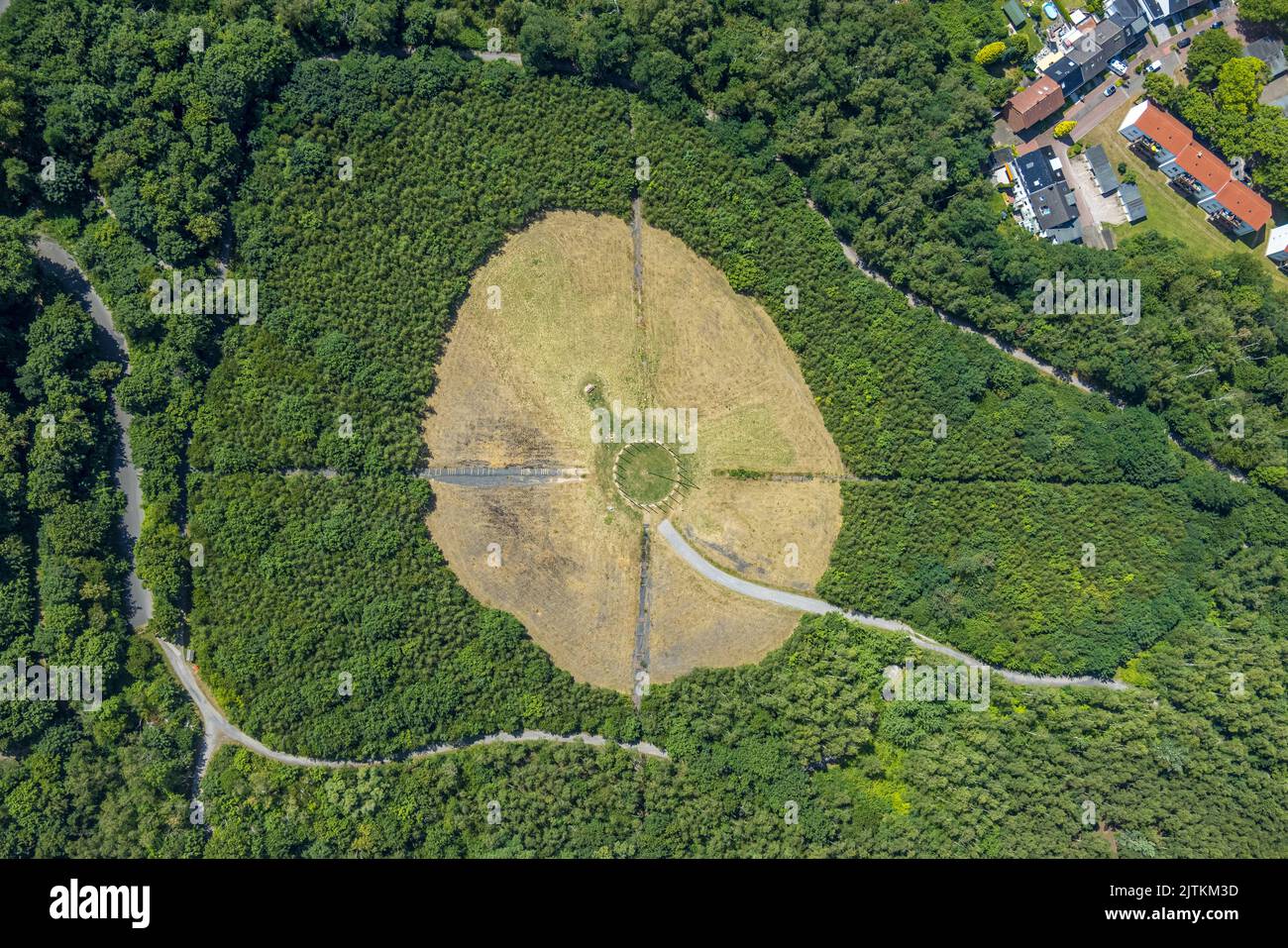 Aerial view, sundial Schweriner Halde, Rauxel, Castrop-Rauxel, Ruhr ...