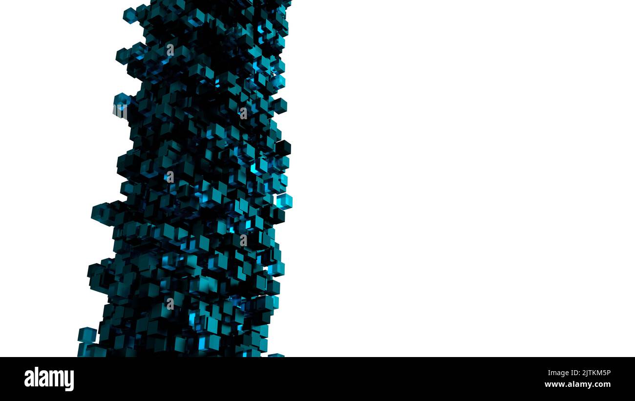 Abstract Cube Design 3d Render Blue And Black Blocks Are Isolated On White Background