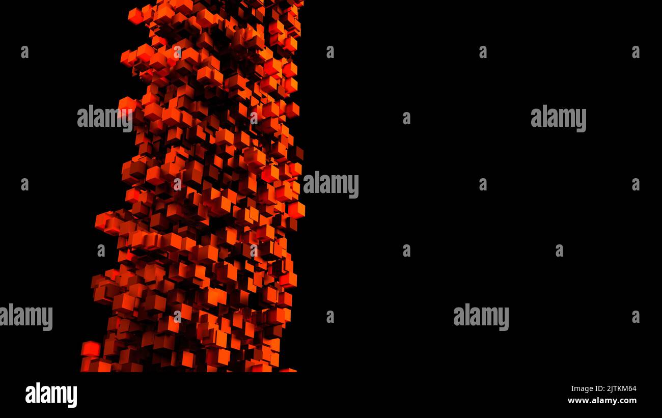 Abstract red cube futuristic design. Modern 3D render of red cubes ...