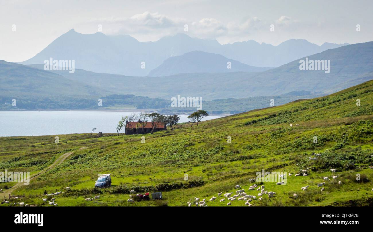 Scotland Isle of Skye Suisnish and loch Slapin in a sunny day with ...