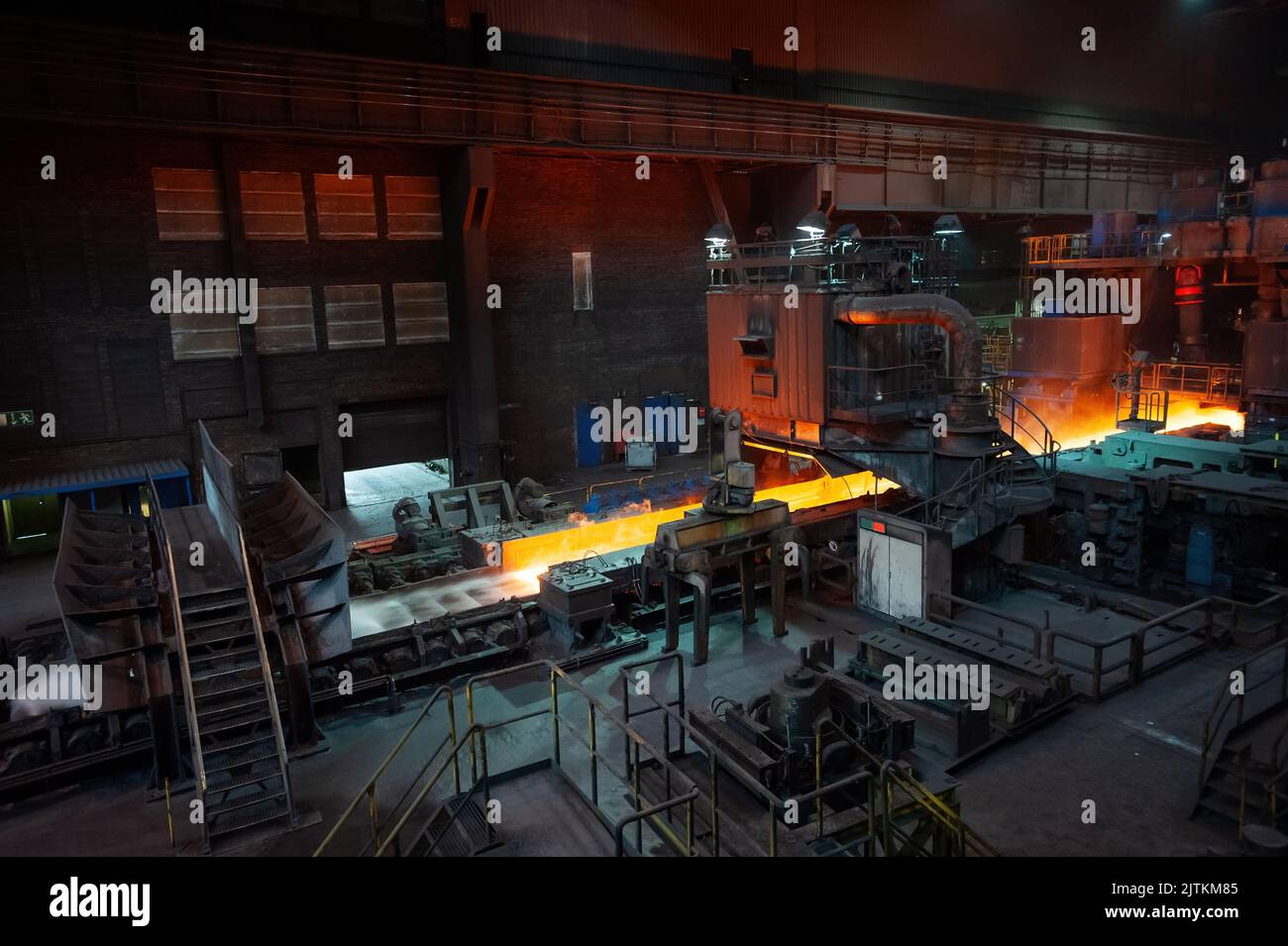 Metallurgical factory in Germany, hot rolled metal conveyor, sheet ...