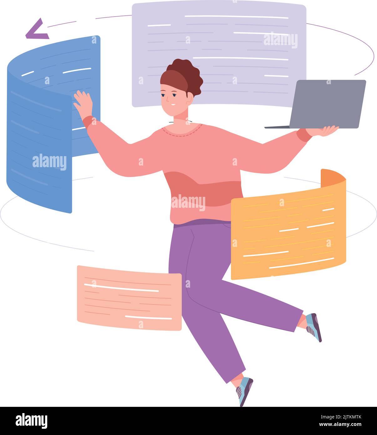 Female programmer working. Software development engineer character isolated on white background ...