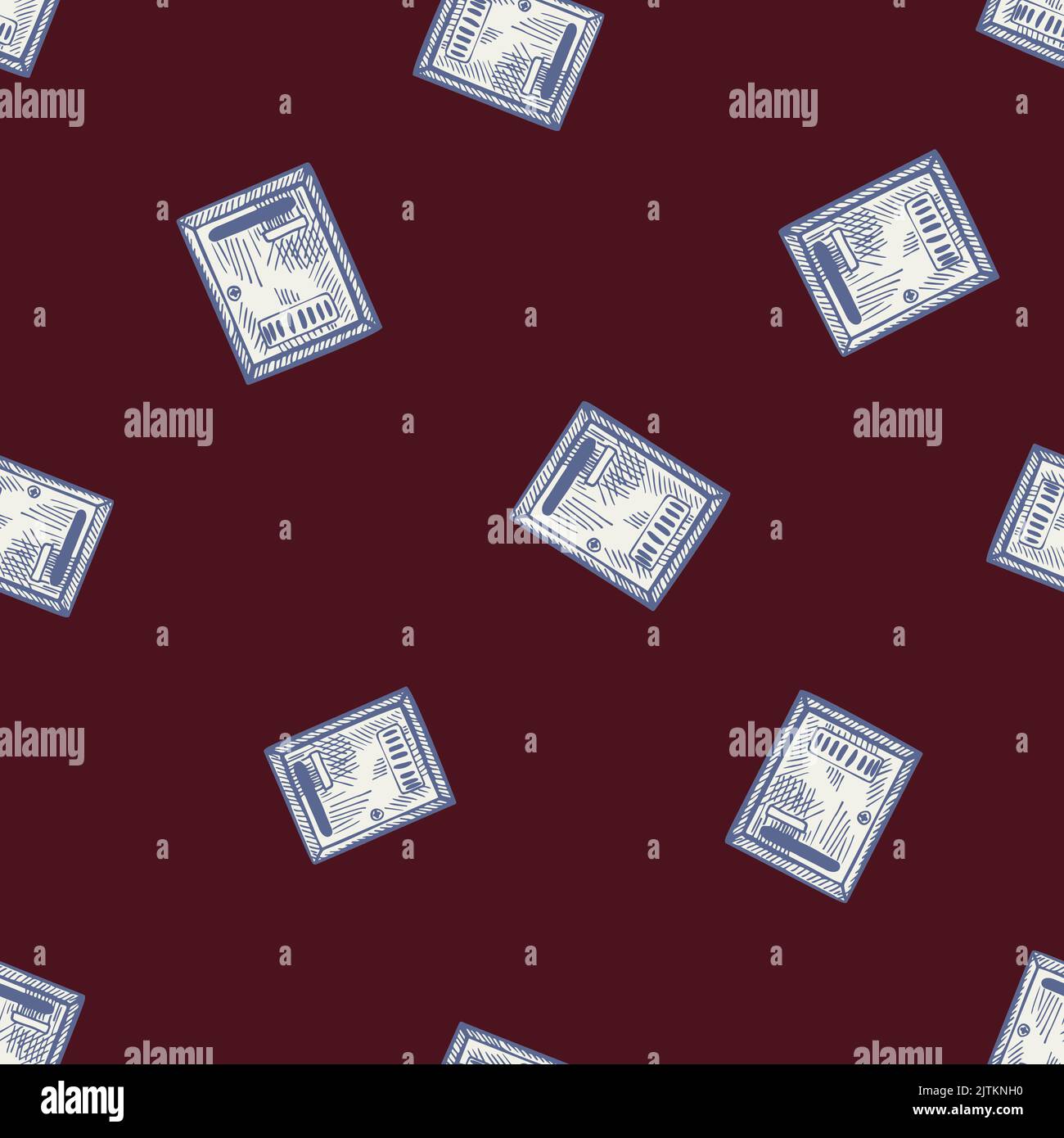 Mailbox engraved seamless pattern. Vintage letterbox in hand drawn ...