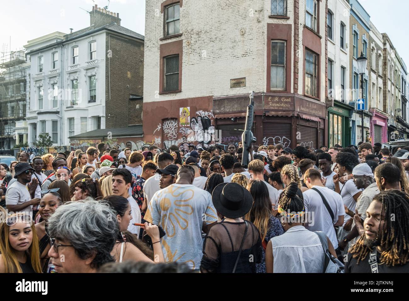 Music gathering near the Westway in Ladbroke Grove area, West London ...