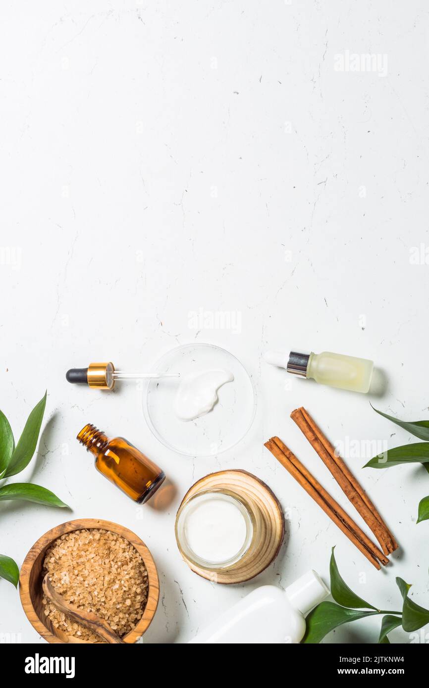 Cosmetic laboratory concept with natural cosmetic products Stock Photo ...