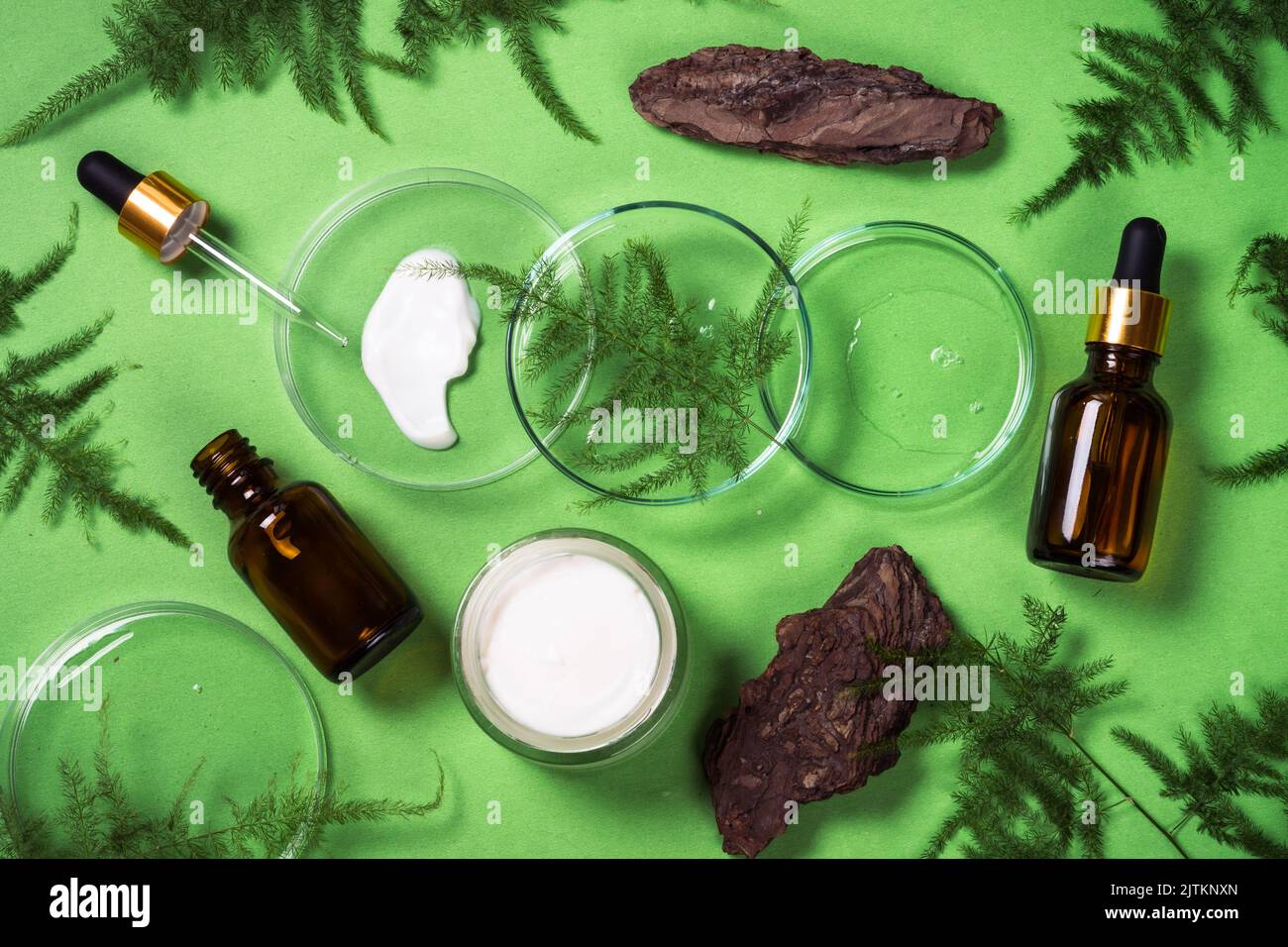 Cosmetic laboratory concept with green plants Stock Photo - Alamy