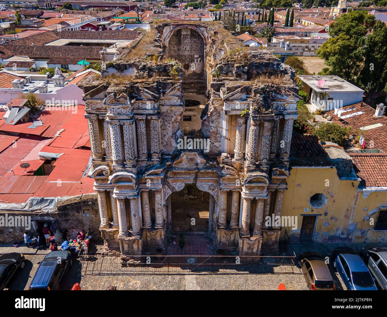 Beautiful aerial cinematic footage of the Antigua City in Guatemala ...
