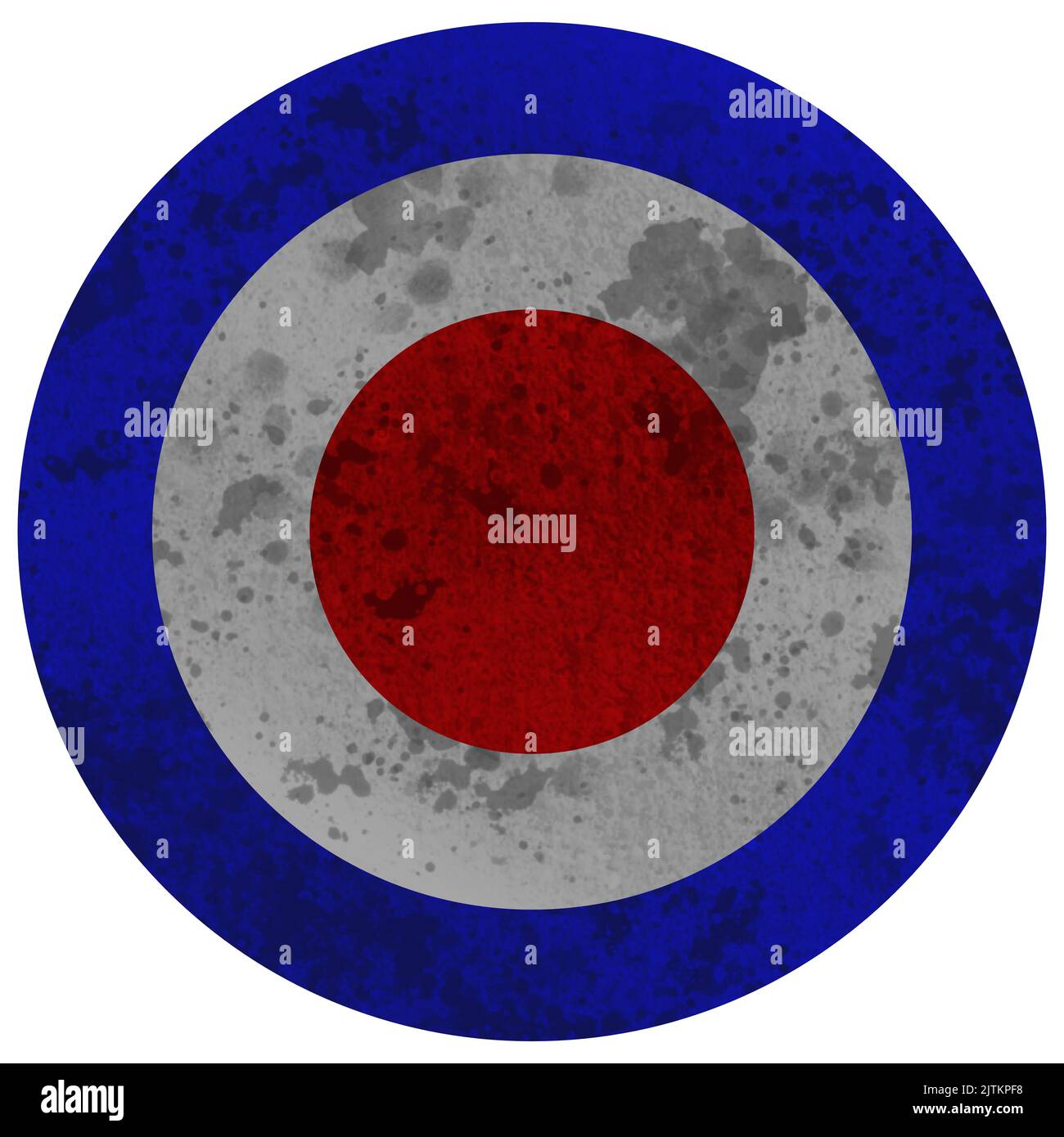 A distressed red white and blue roundel symbol digital illustration ...