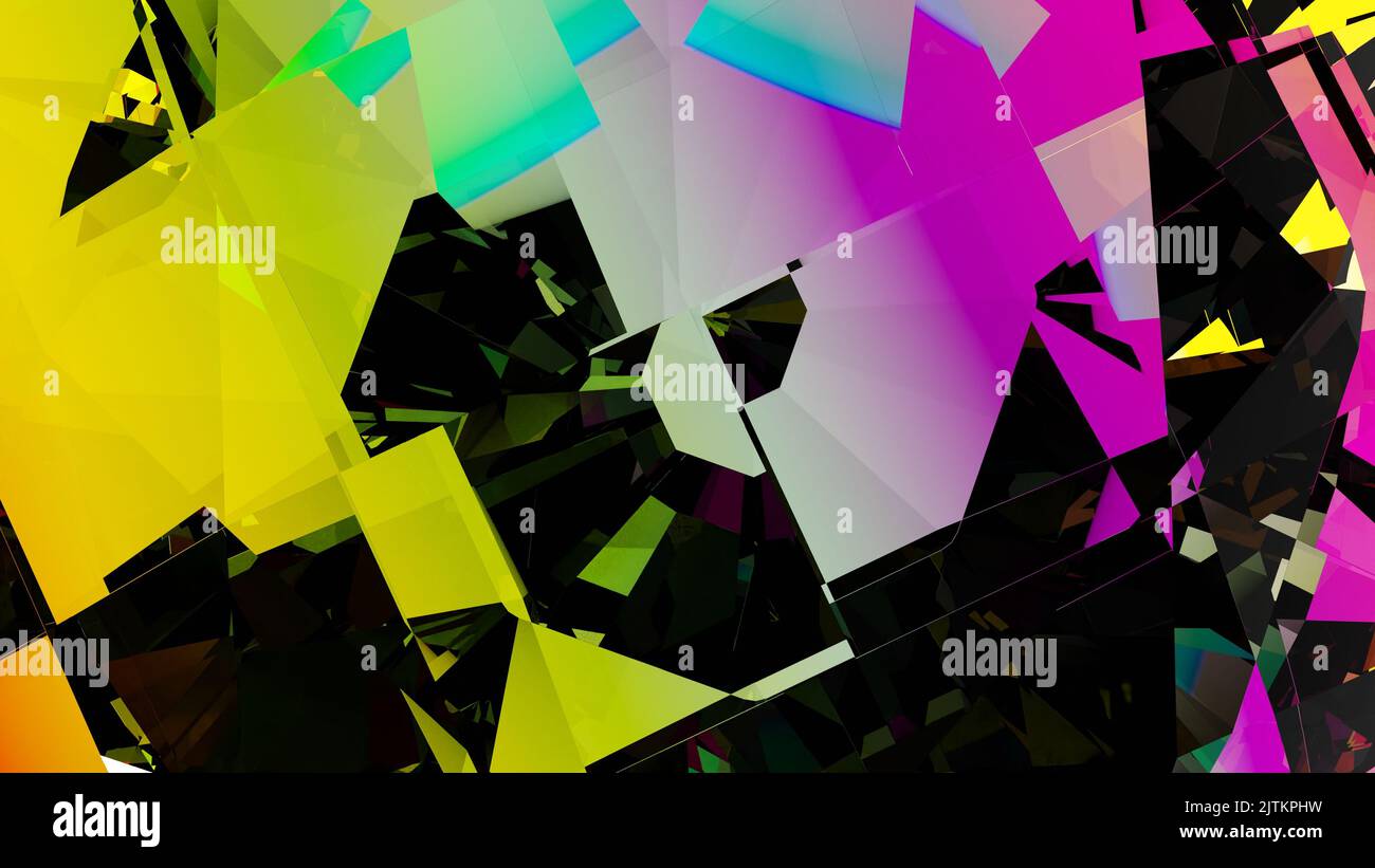 3D rendering. Texture of a crystal gem with yellow, blue and purple ...