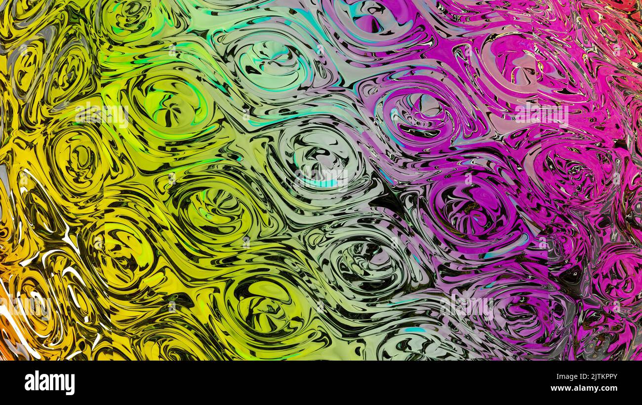 3D rendering. Swirl pattern with glass texture and various colors ...
