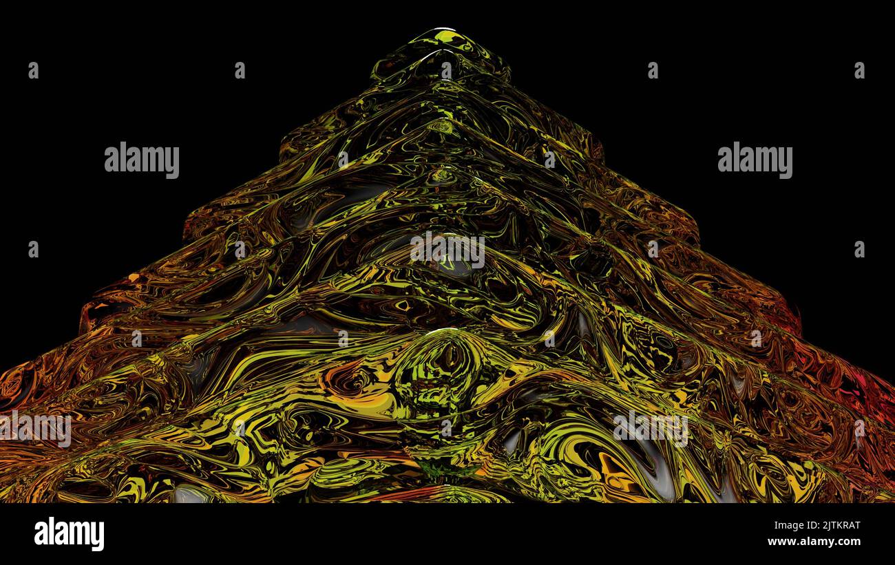 3D rendering. Precious gem with a pyramid shape and yellow colors ...