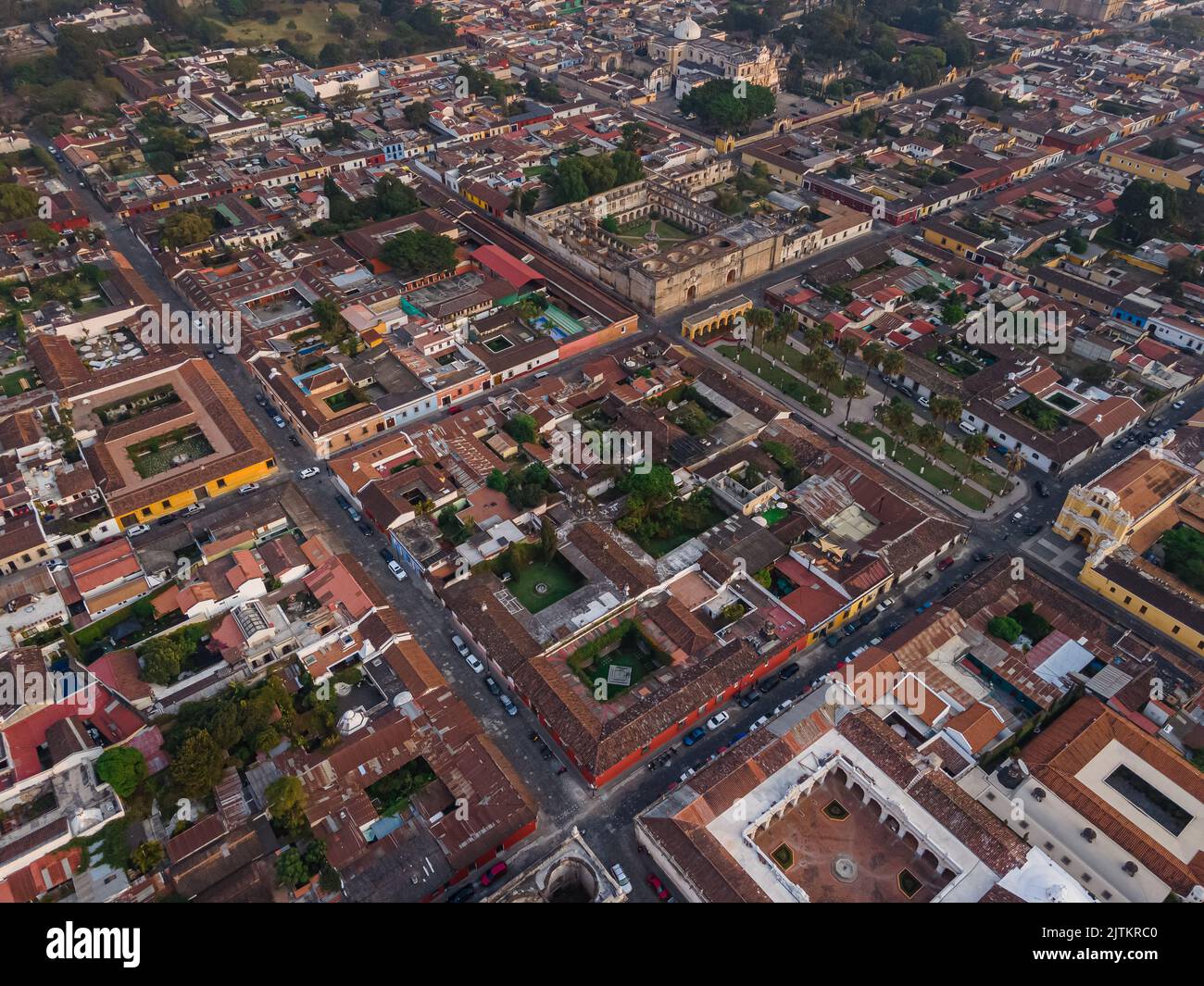 Beautiful aerial cinematic footage of the Antigua City in Guatemala ...