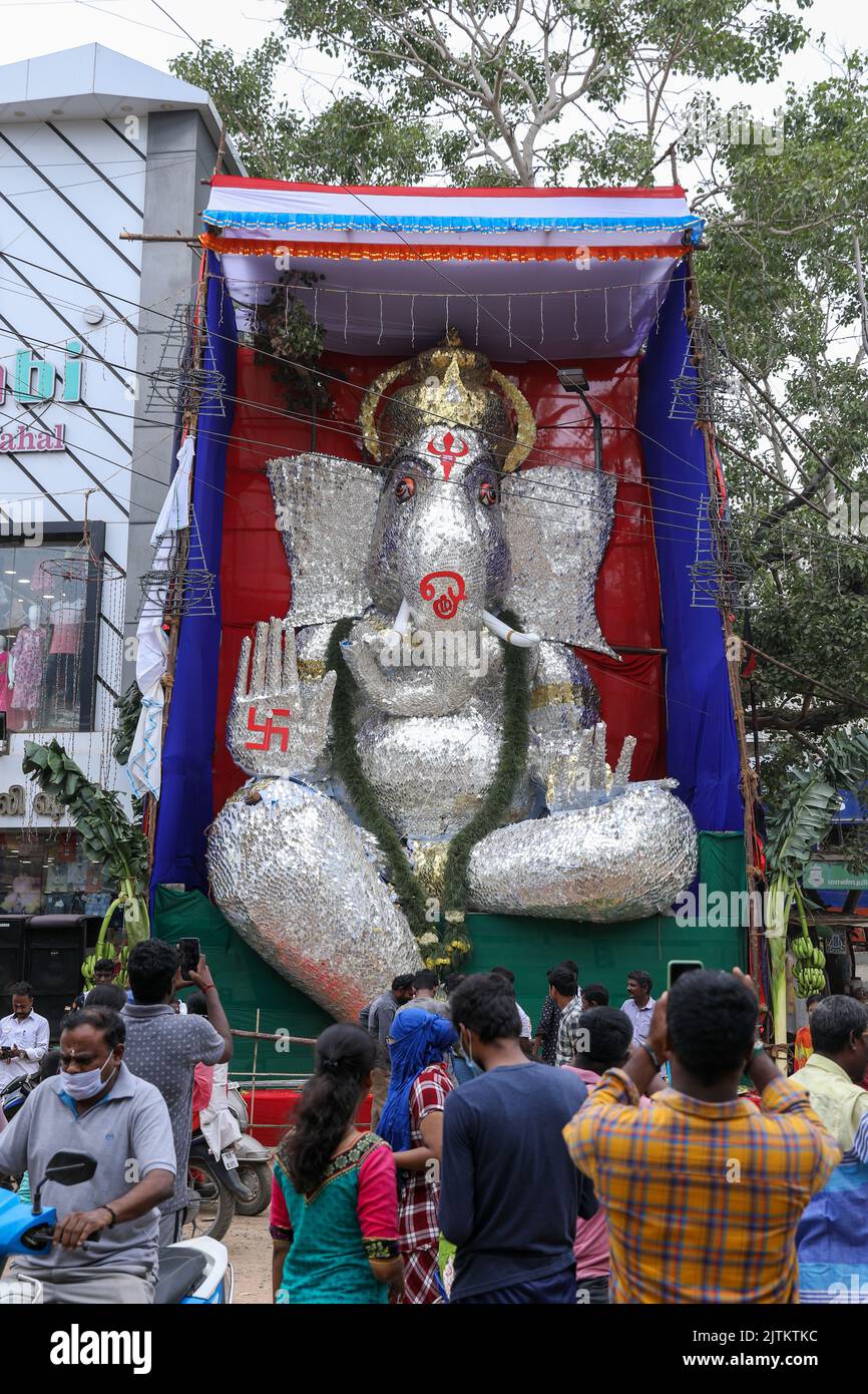 Chennai, India, 31st Aug 2022: Ganesh statue made up of cloth with ...