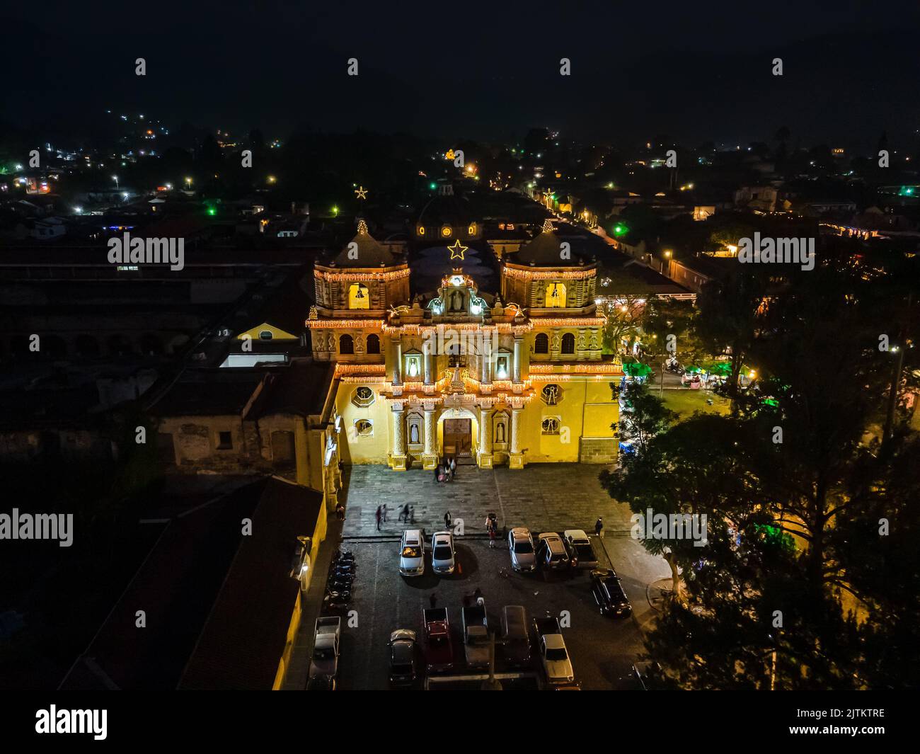Beautiful aerial cinematic footage of the Antigua City in Guatemala ...