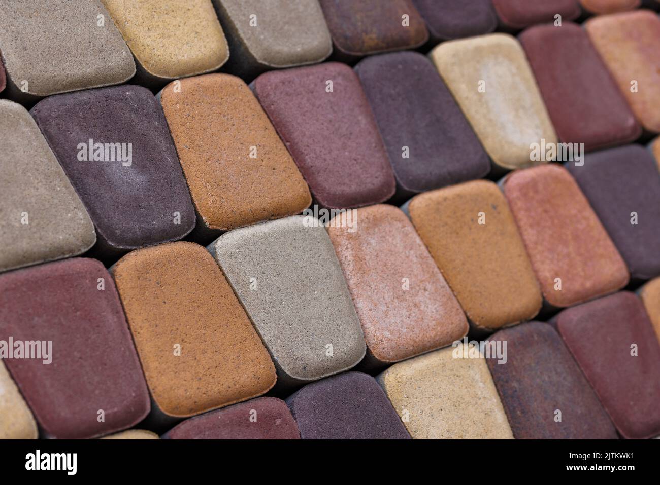 colored trapezoid concrete tiles pavement with rounded corners in ...