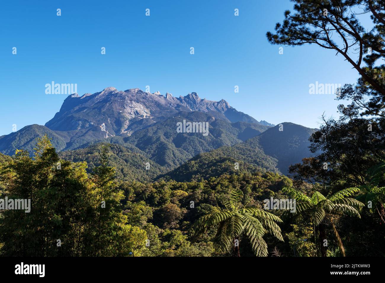 View of Mt. Kinabalu in Kundasang Ranau Sabah, highest mountain in ...