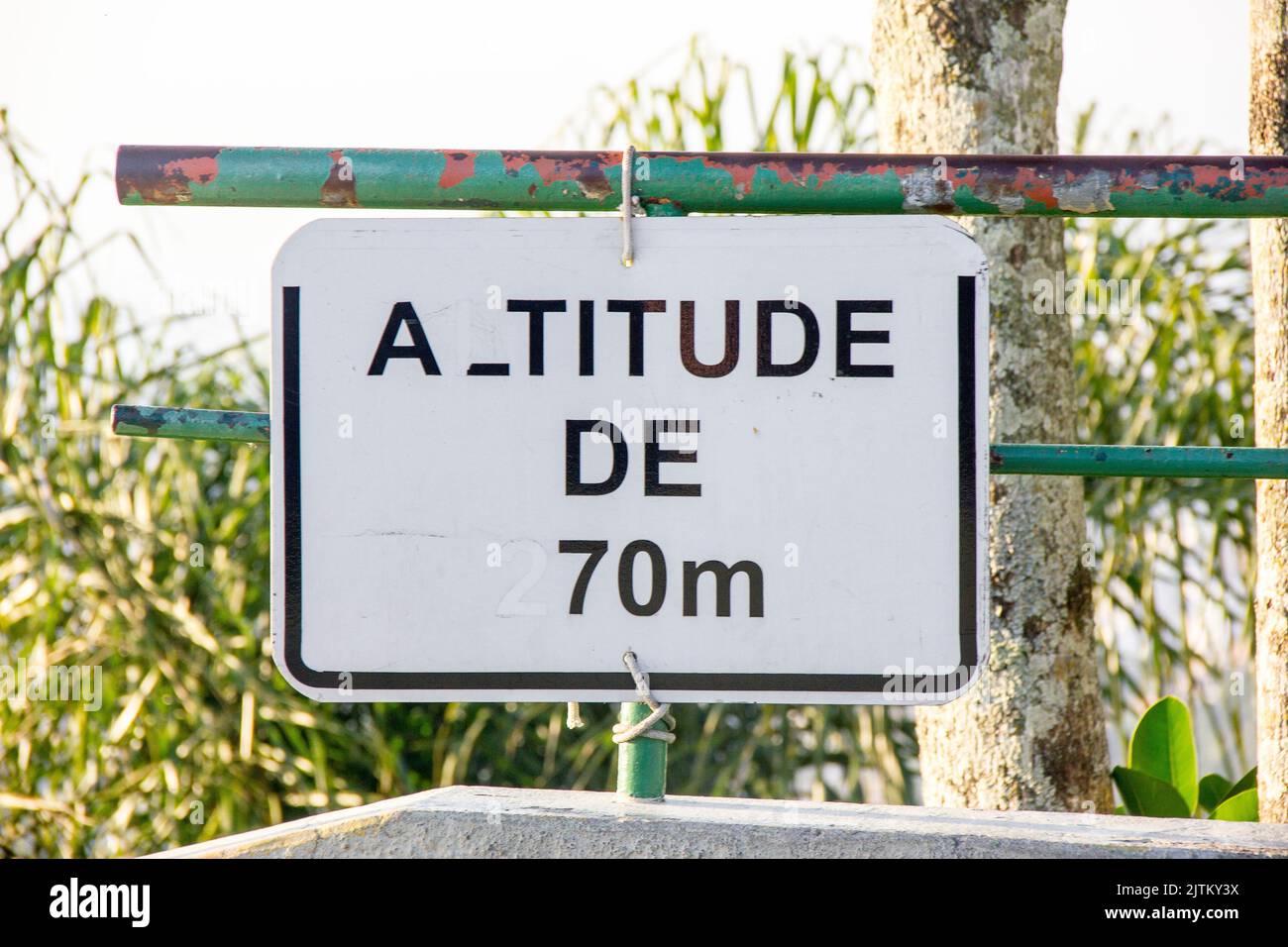 brazilian information boards with the words: altitude of 70 meters ...
