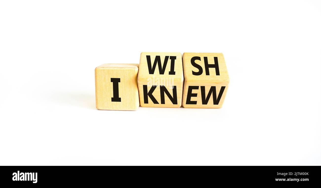 I knew or wish symbol. Concept words I knew and I wish on wooden cubes ...