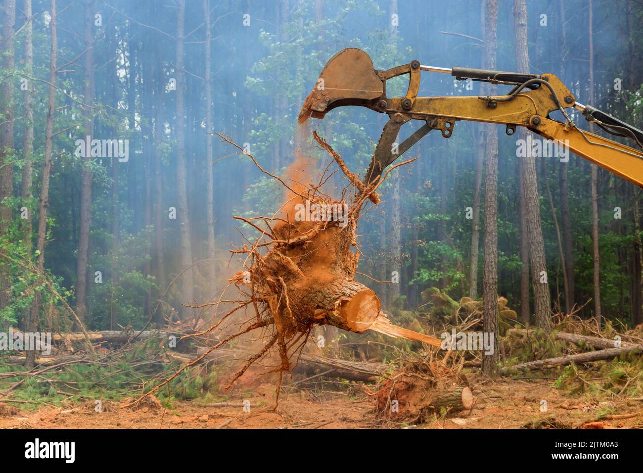 Land that is being prepared for building housing development of tractor ...