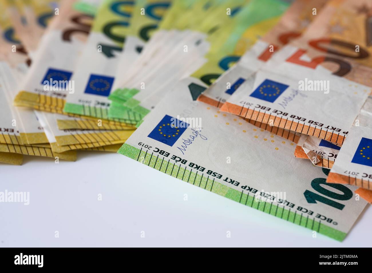 The Different Euro banknotes on the white background Stock Photo - Alamy