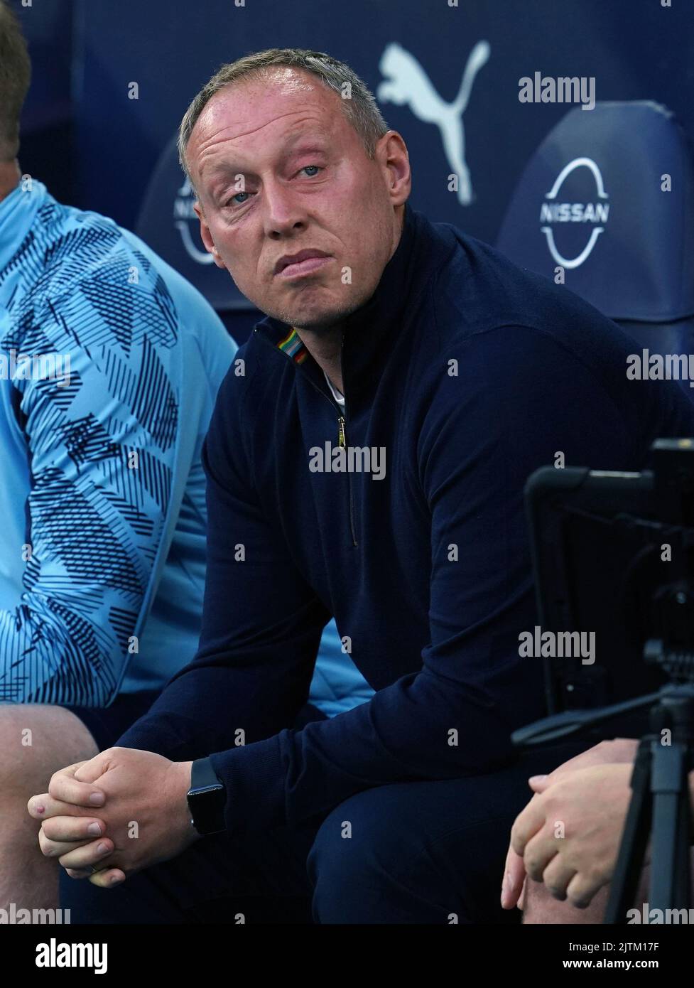 Nottingham Forest manager Steve Cooper on the bench during the Premier ...