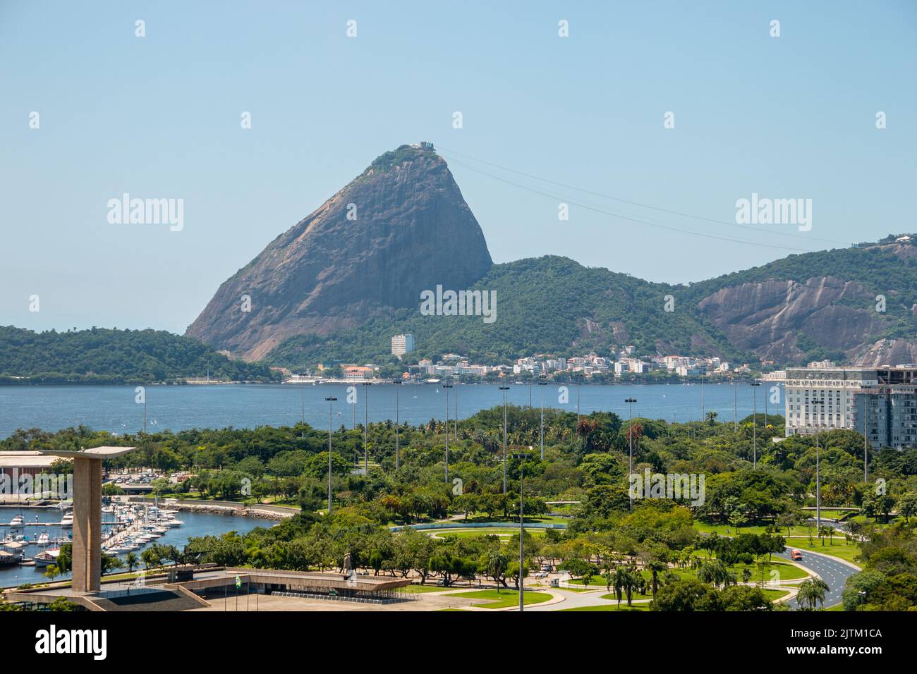 view of Flemish landfill , sugarloaf and guanabara bay in Rio de ...