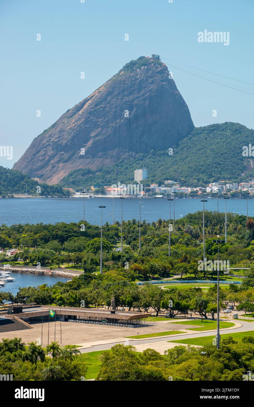 view of Flemish landfill , sugarloaf and guanabara bay in Rio de ...